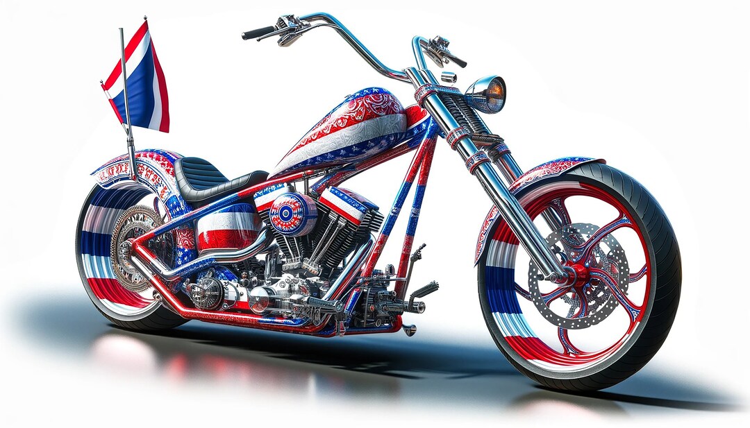 Chopper Motorcycle With Thai Flag Pattern, Digital File, Isolated Image ...