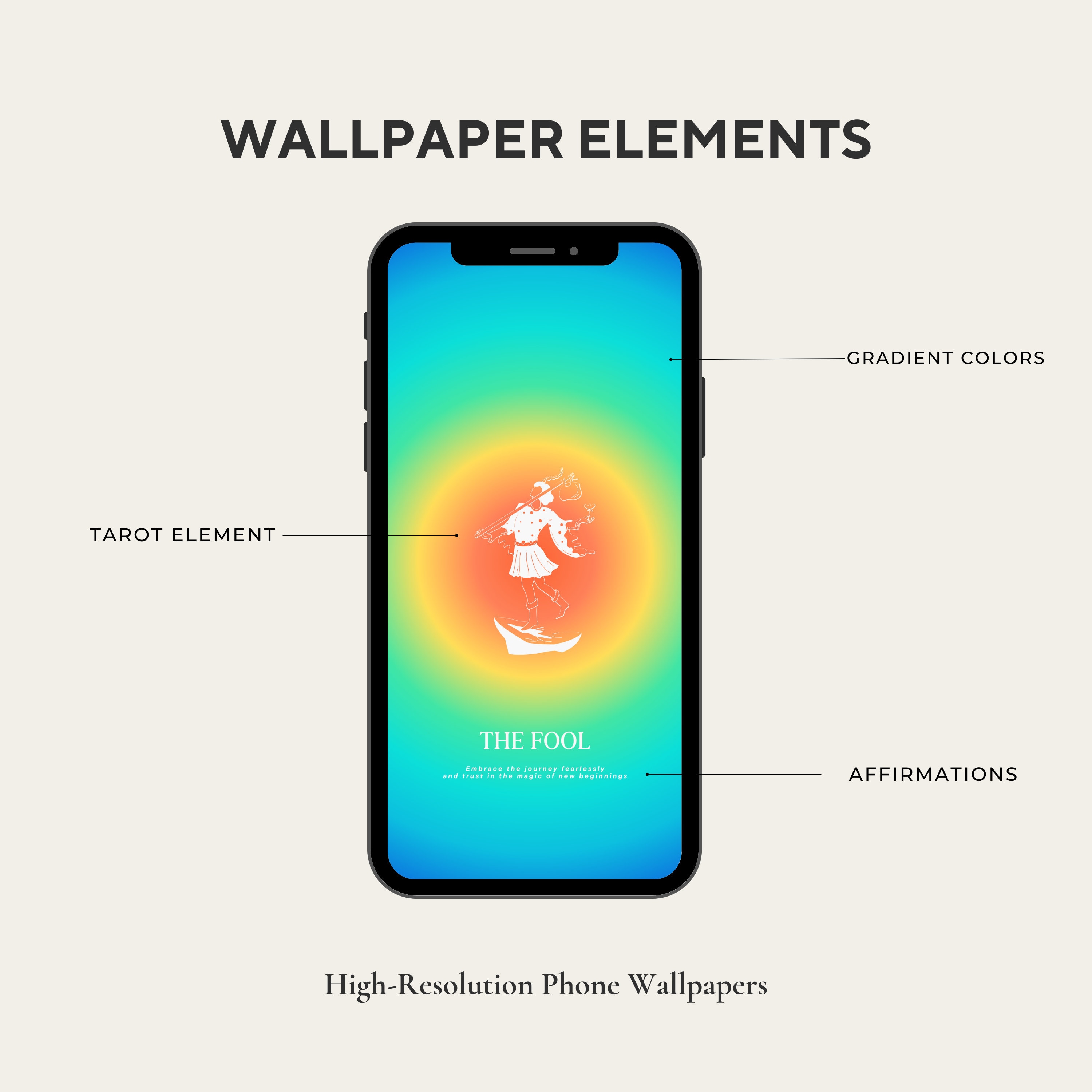 10 Aura Gradient Tarot Phone Wallpapers, Aesthetic iPhone and Phone ...