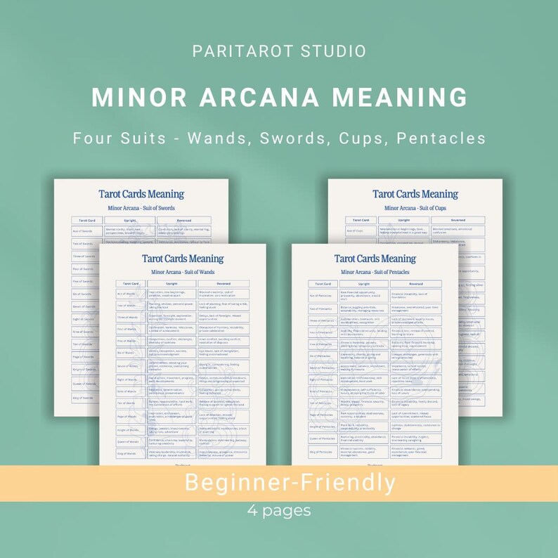 Tarot Card Meanings Sheet: Major & Minor Arcana (digital Product) - Etsy