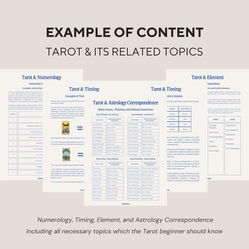 Tarot Guide: 78 Card Meanings, Astrology, and Timing (PDF) - Etsy