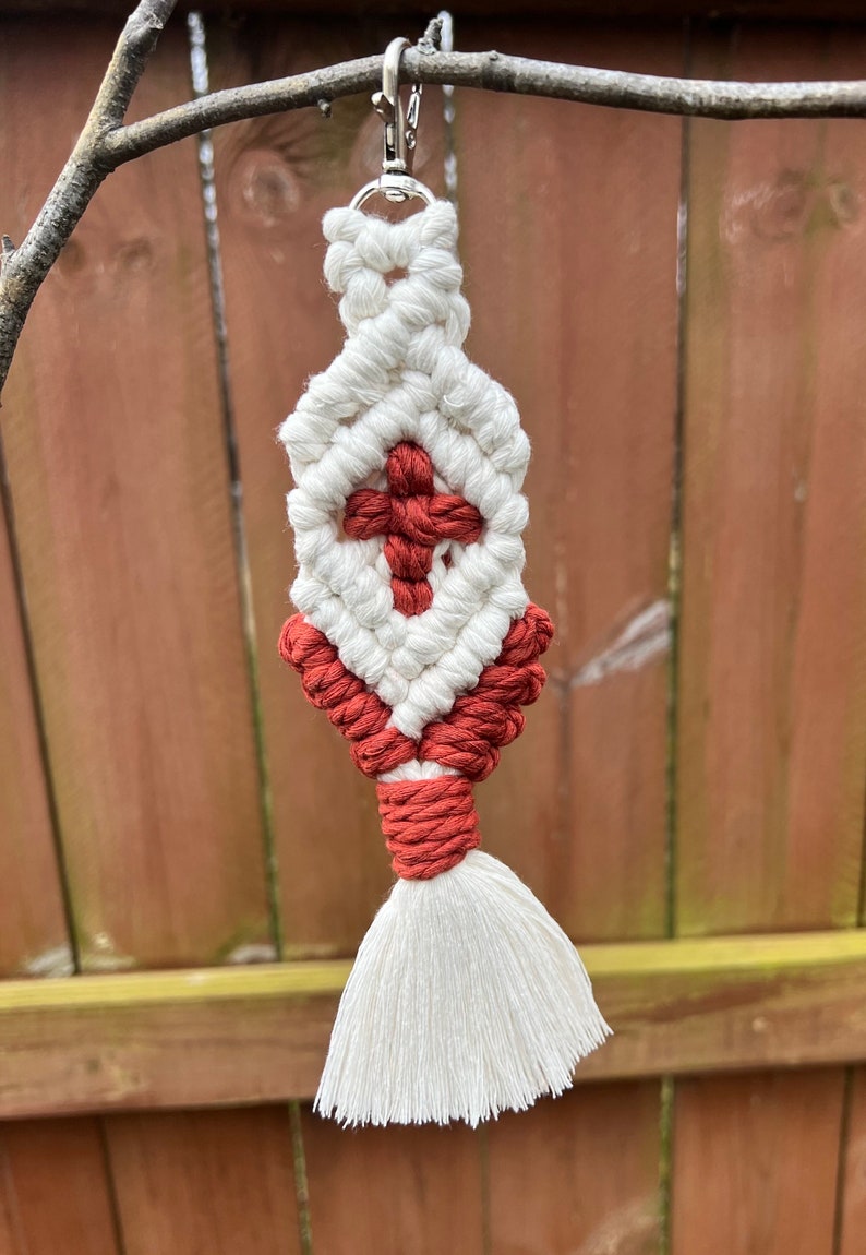 Macrame Cross Keychain - Etsy