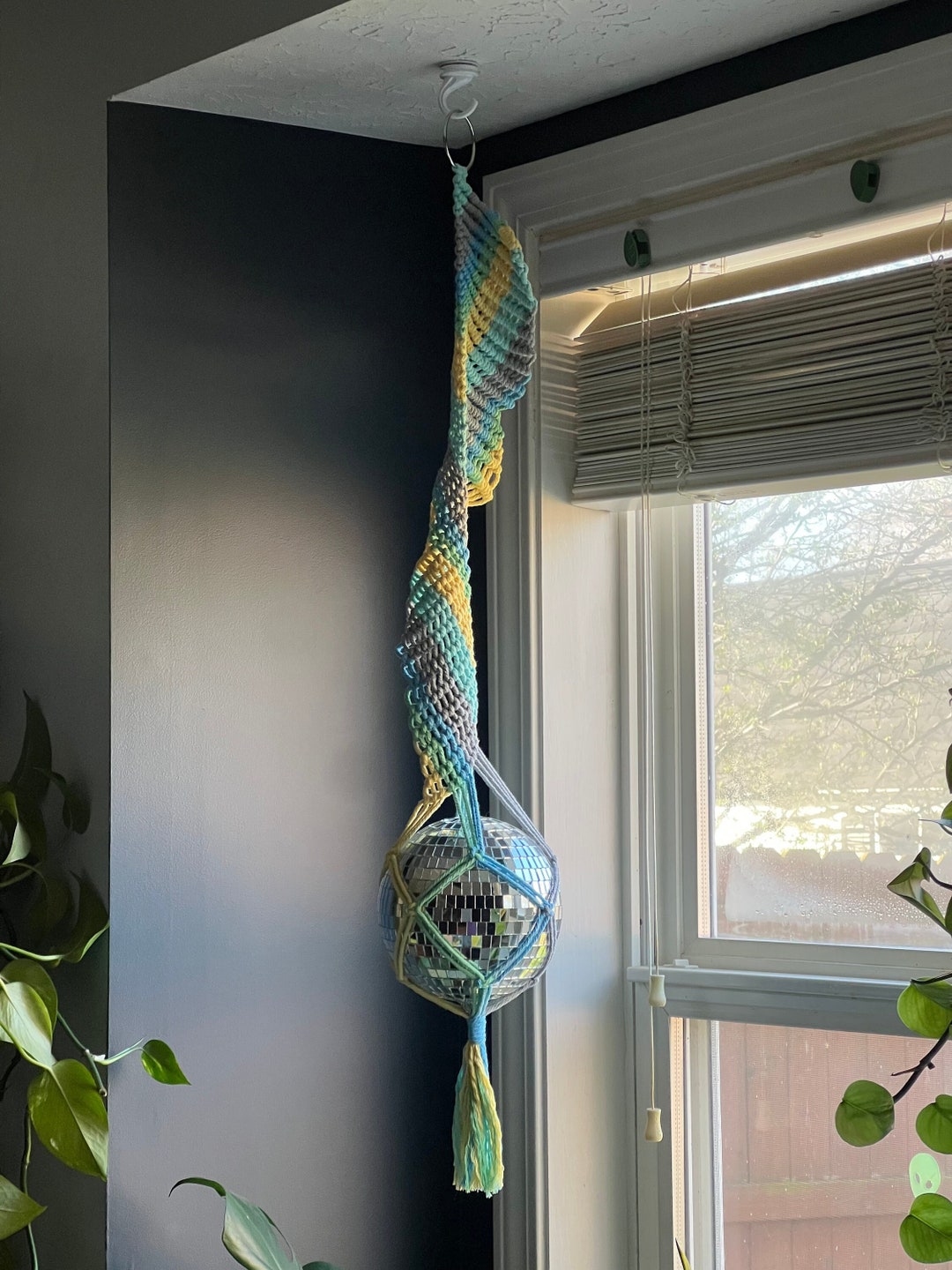 Macrame Spiral Disco Ball Hanger - Etsy