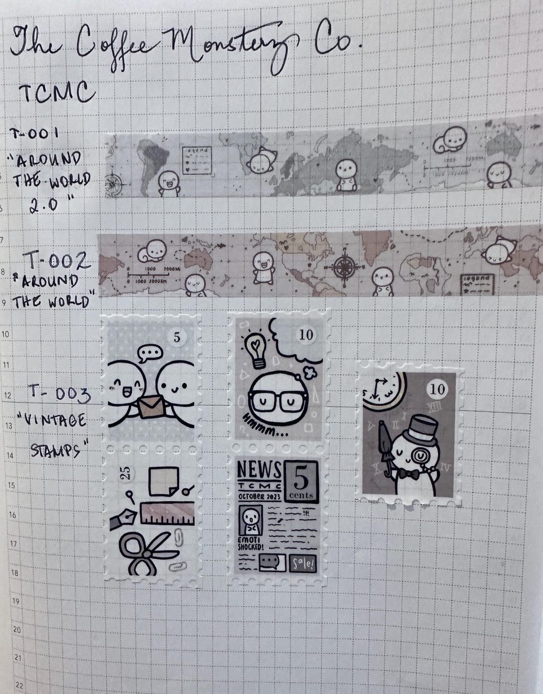 TCMC Washi Tape Samples - the Coffee Monsterz Co, 50cm / 20inches - Etsy
