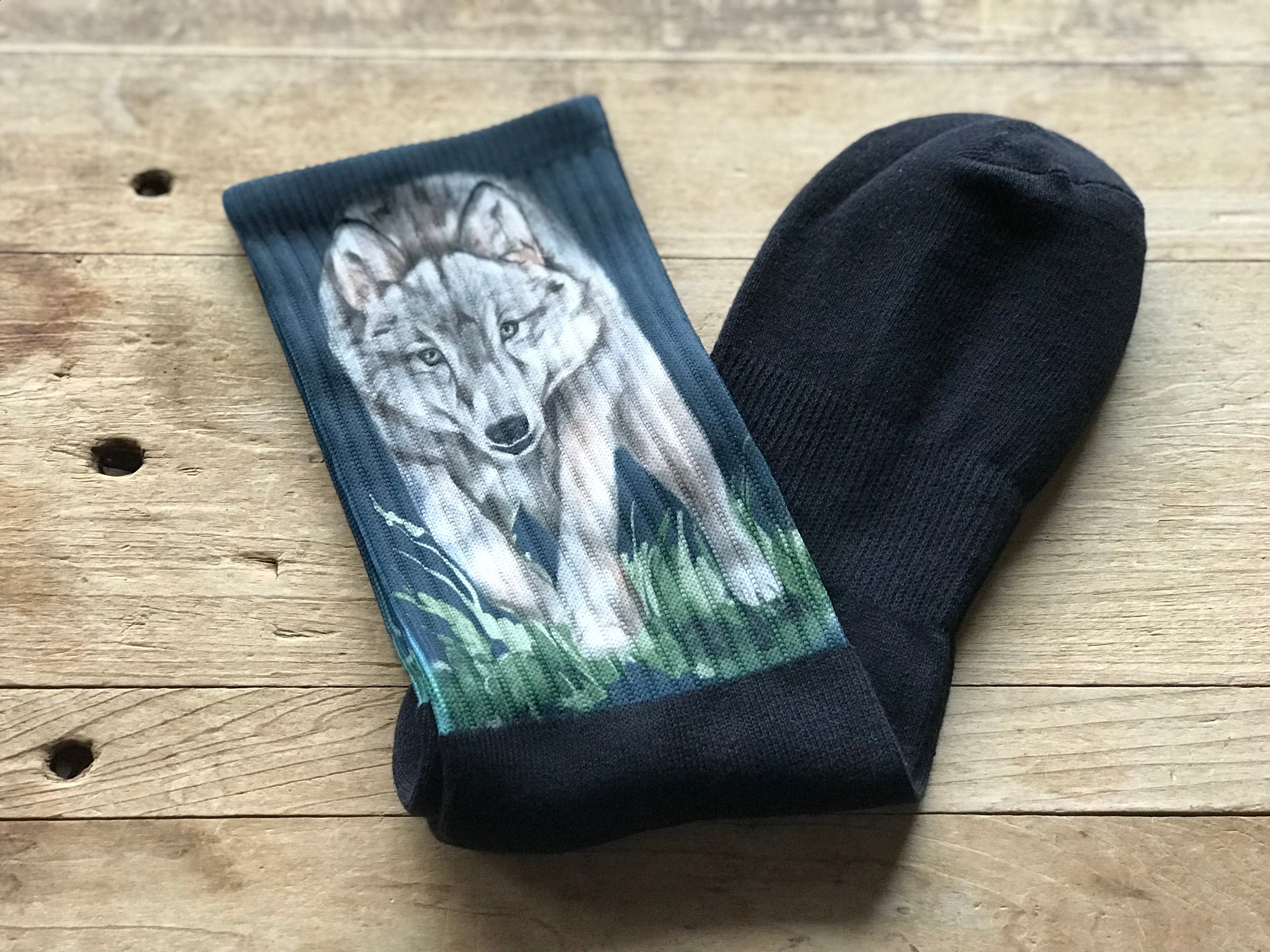 Wolf Socks: Navy Blue Unisex Crew Socks With Quote - Etsy