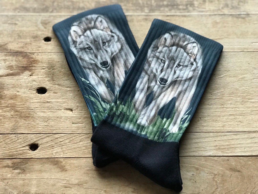 Wolf Socks: Navy Blue Unisex Crew Socks With Quote - Etsy