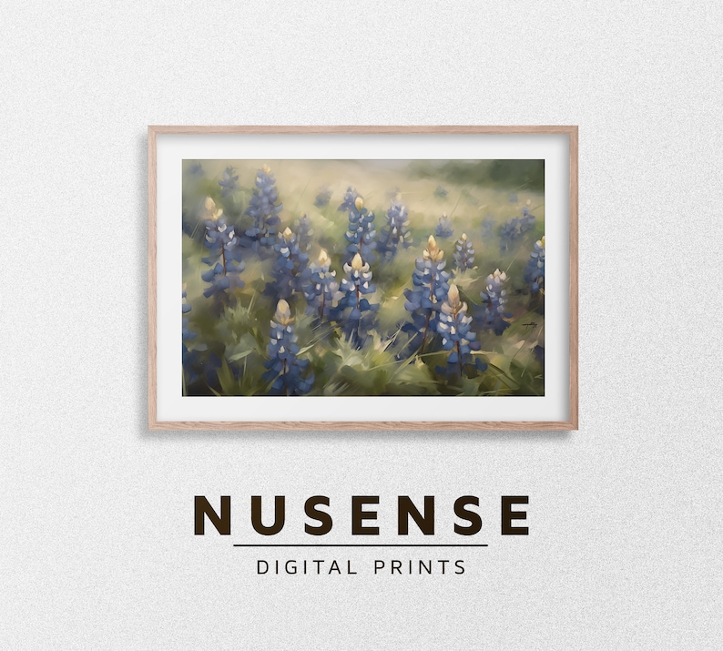 Printable Art, Texas Bluebonnet Field, Oil Painting, Texan Bluebonnets ...