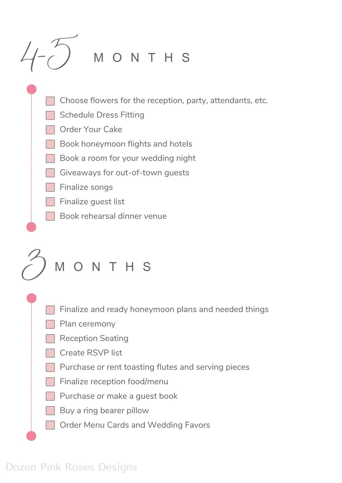 Printable Wedding Checklist, Wedding Countdown - Etsy