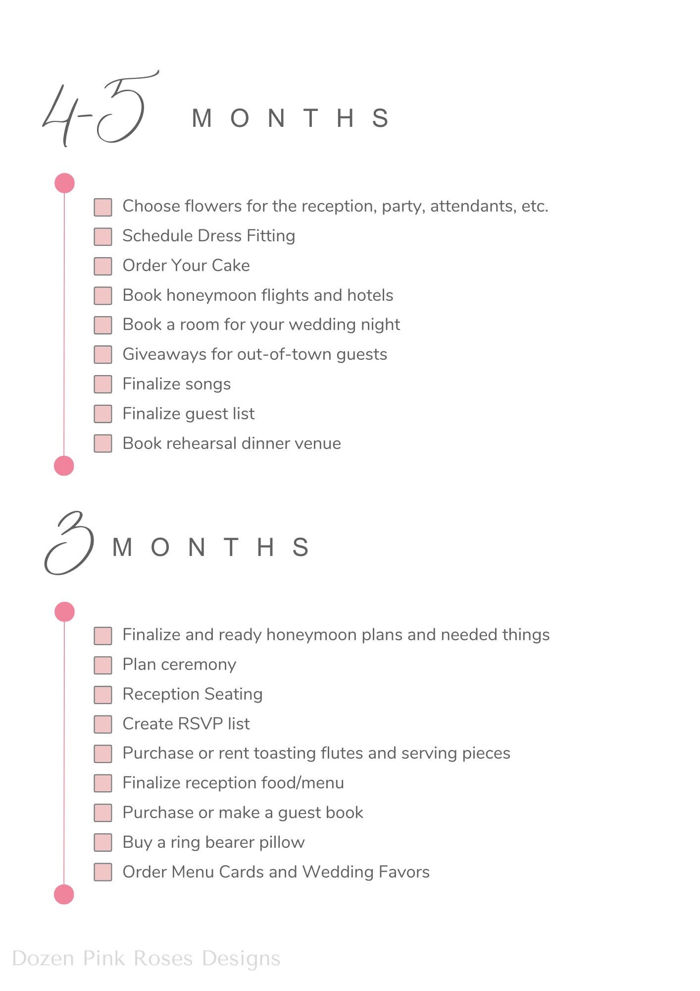 Printable Wedding Checklist, Wedding Countdown - Etsy