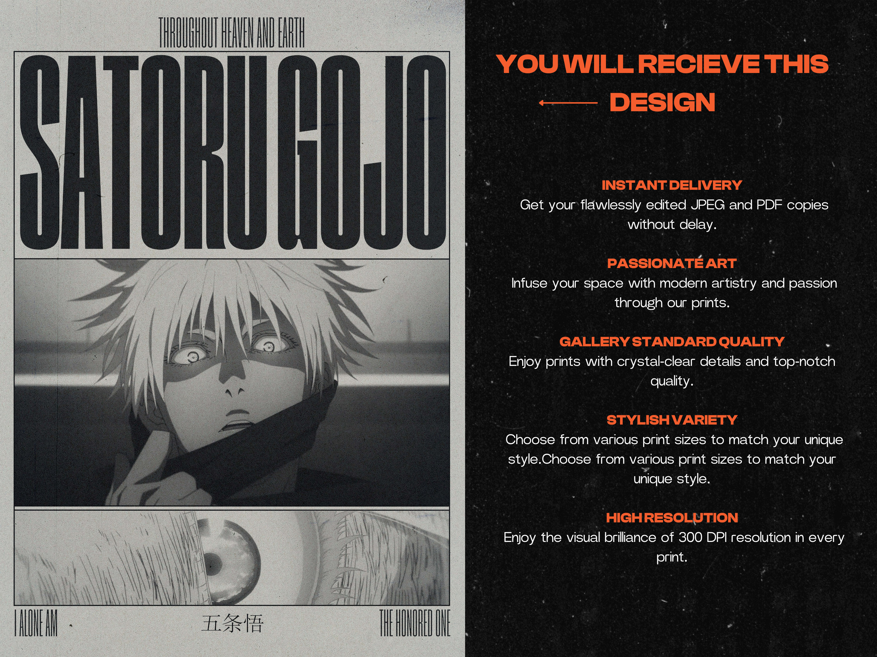 Jujutsu Kaisen SATORU GOJO V2 | 1 Piece Set Manga Art Print | Anime ...