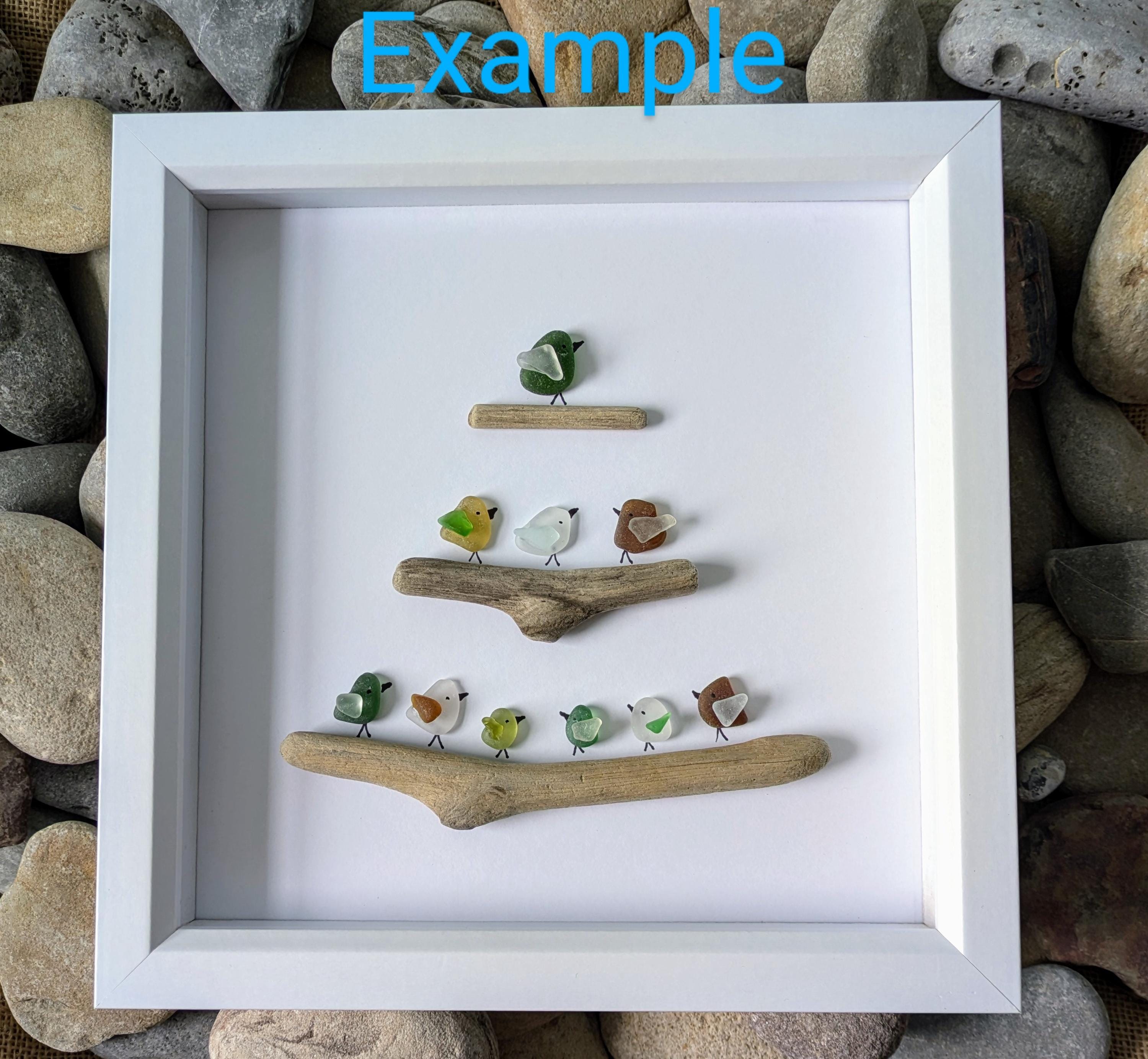 Sea Glass Bird Family Tree Picture: Driftwood Branch Art - Etsy