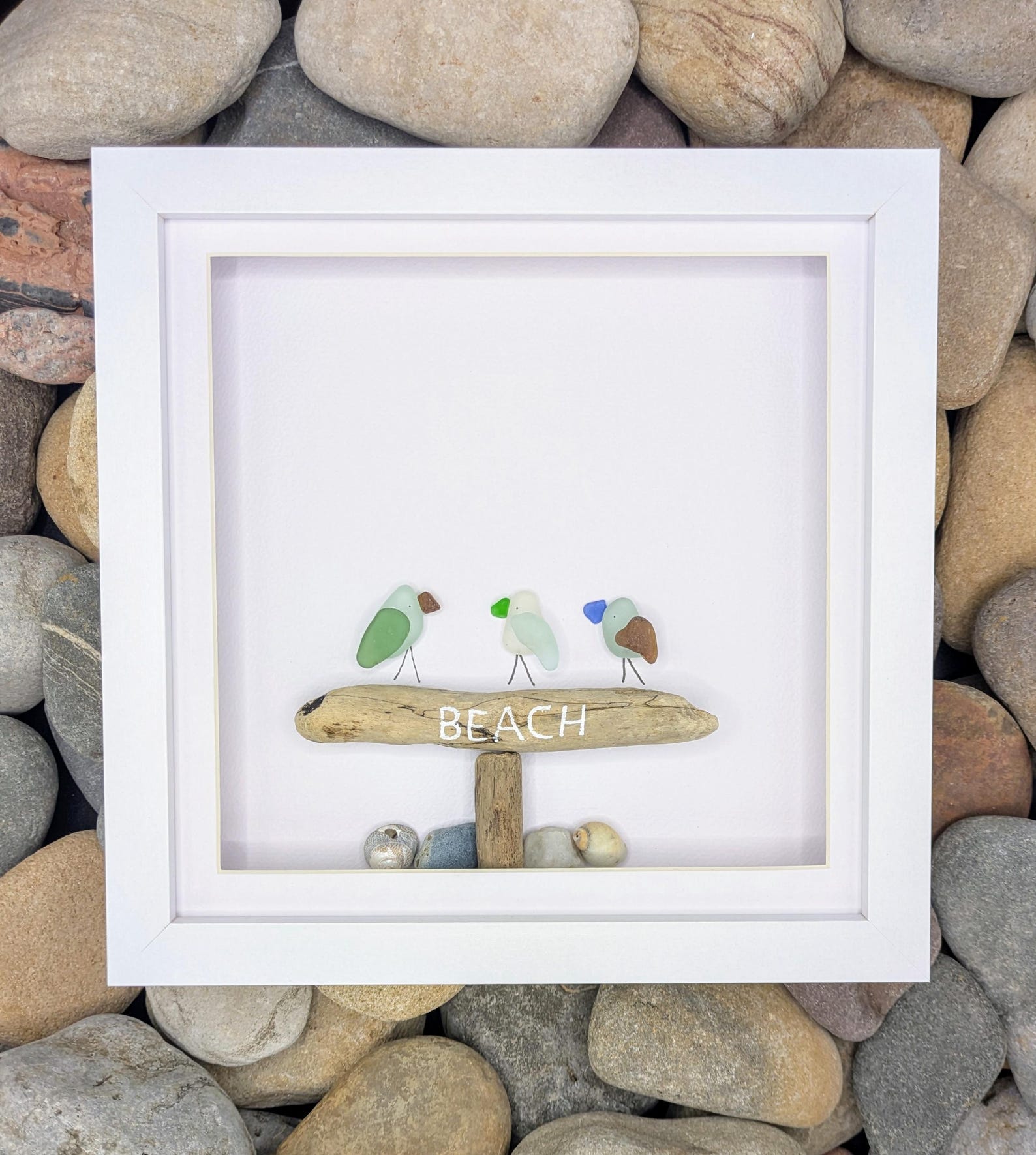 Personalized Sea Glass Bird Art: Driftwood Beach Sign, Coastal Decor - Etsy