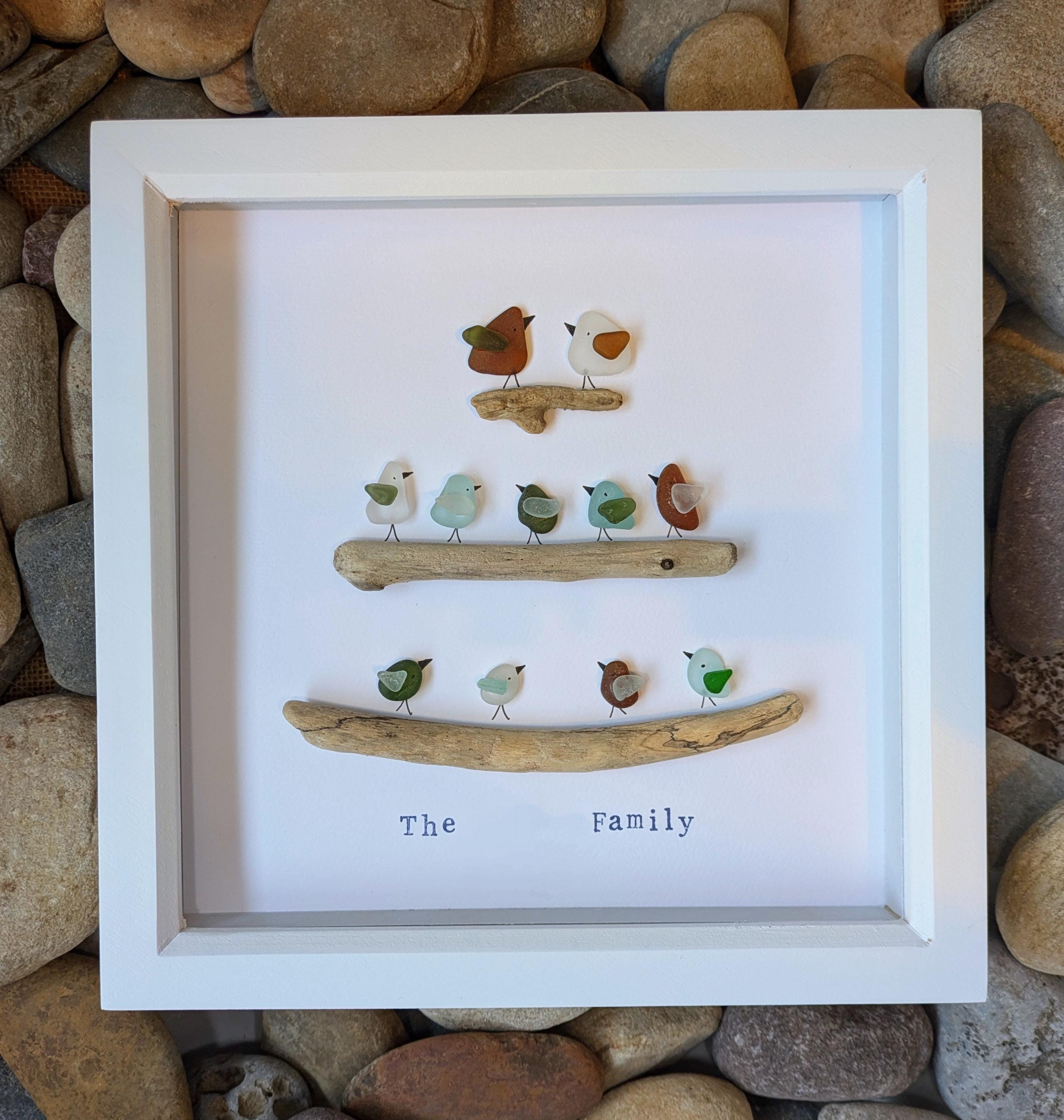 Sea Glass Bird Family Tree Picture: Driftwood Branch Art - Etsy