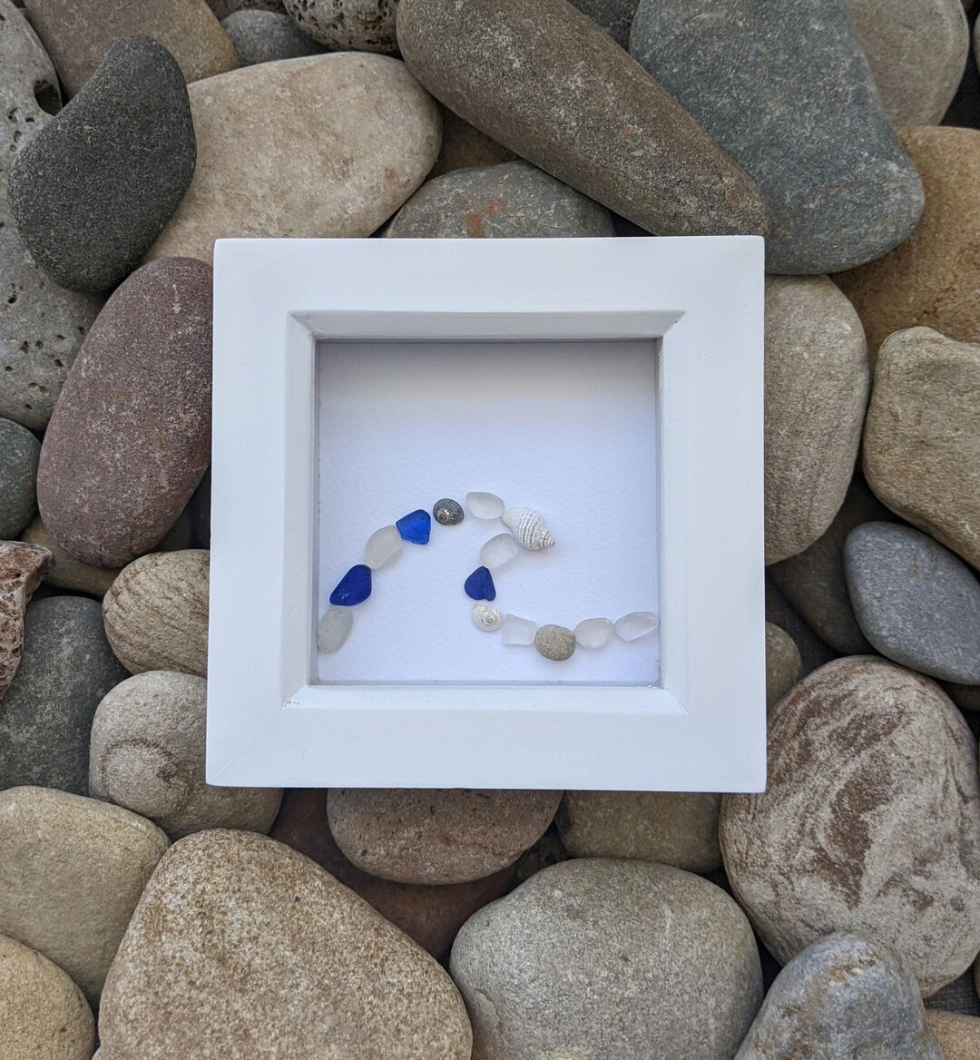 Wave Picture Frame With Sea Shells and Sea Glass - Etsy