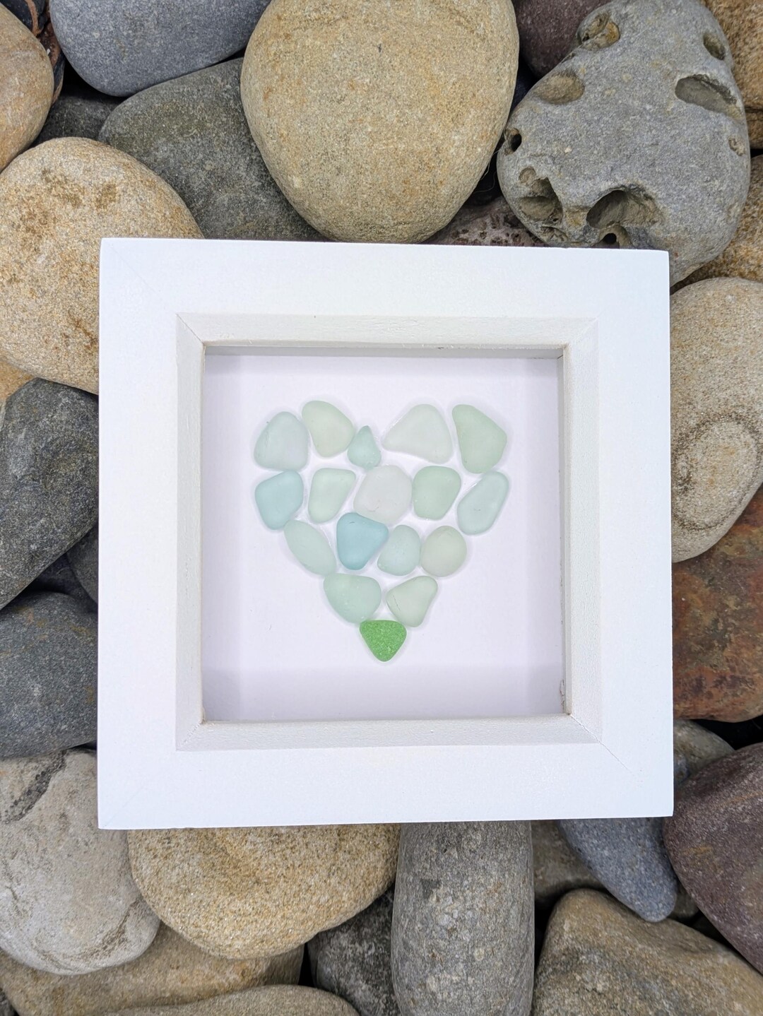 Sea Glass Collage Heart Picture Frame: Valentines Shell Art, Valentine ...
