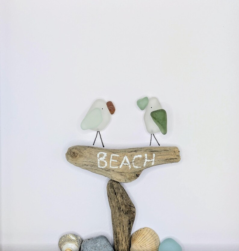 Sea Glass Seagull Art: Driftwood Beach Sign, Coastal Decor - Etsy