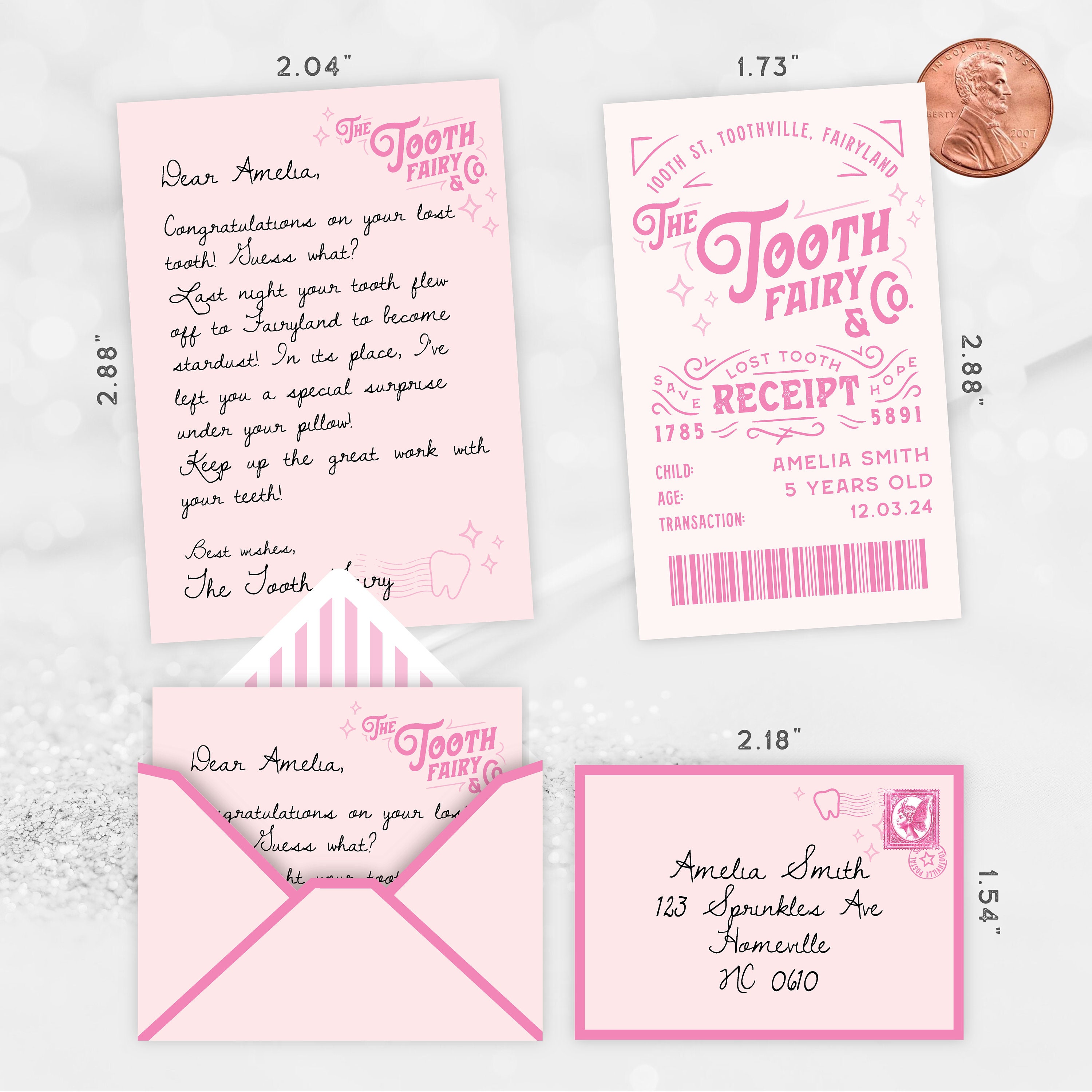 Pink Tooth Fairy Letter First Tooth Editable Tooth Fairy Letter Mini ...