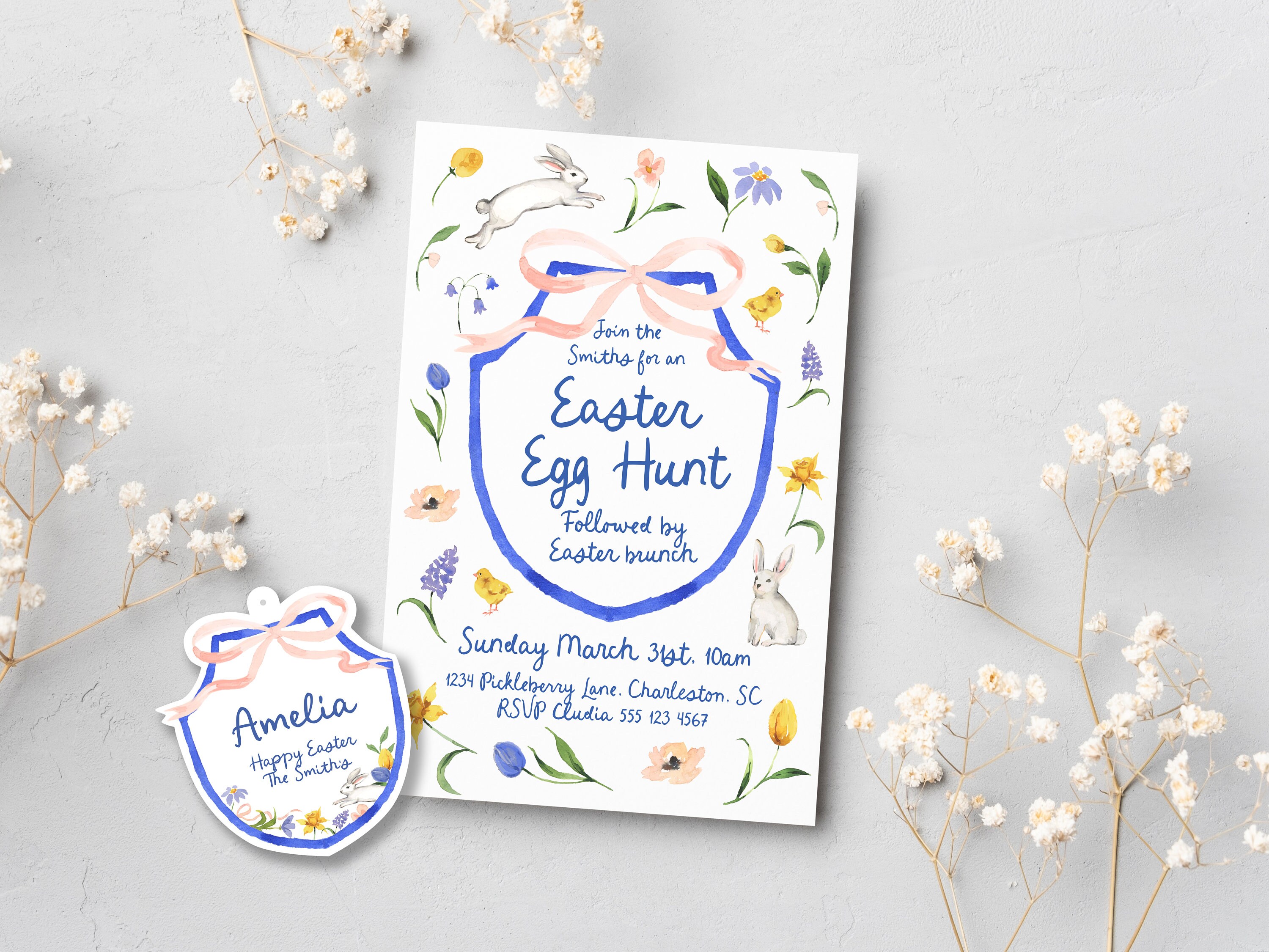 Easter Invitation Digital Download Easter Brunch Invitation Floral ...