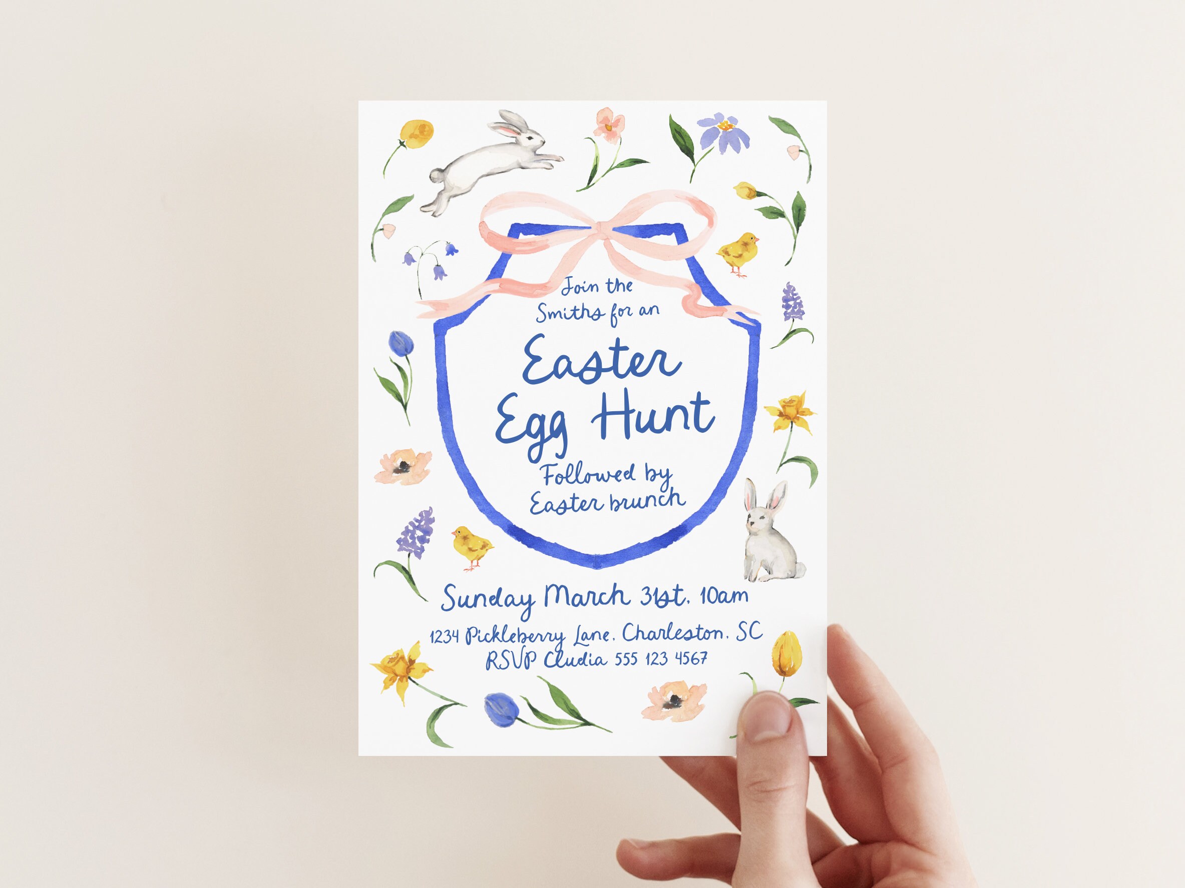 Easter Invitation Digital Download Easter Brunch Invitation Floral ...