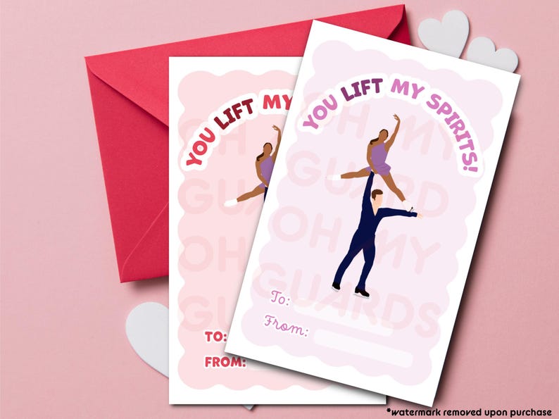 Cute Figure Skating Valentines Printable, Ice Skating Puns, Instant ...