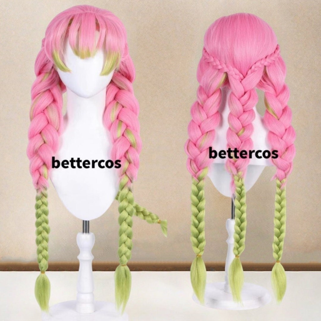 Demon Slayer Mitsuri Kanroji Cosplay Wig, Thick Twisted Braids Wig ...