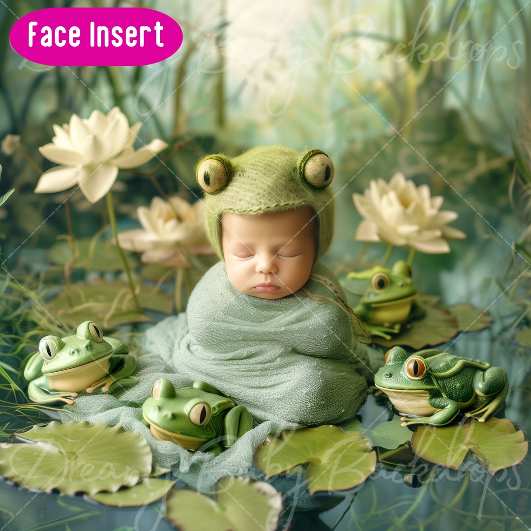 Newborn Frog Faceswap Digital Backdrop: Baby Photography (PNG) - Etsy