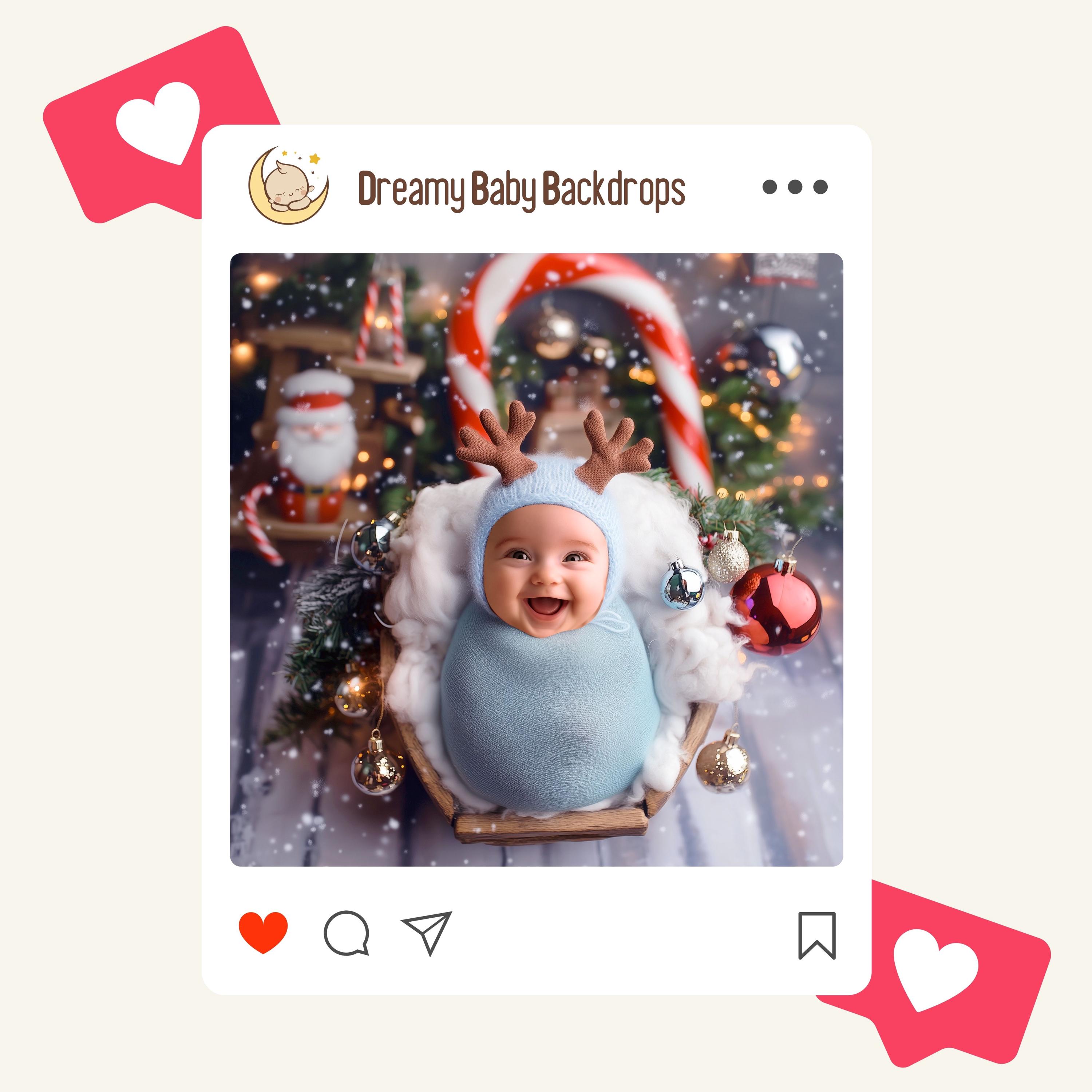 Newborn Digital Backdrop Face Insert, Baby Christmas Faceswap ...