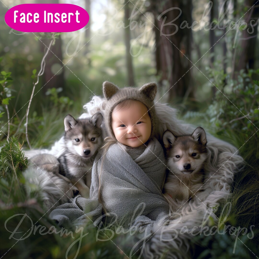 Newborn Baby Wolf Faceswap: Digital Photography Backdrop (PNG) - Etsy