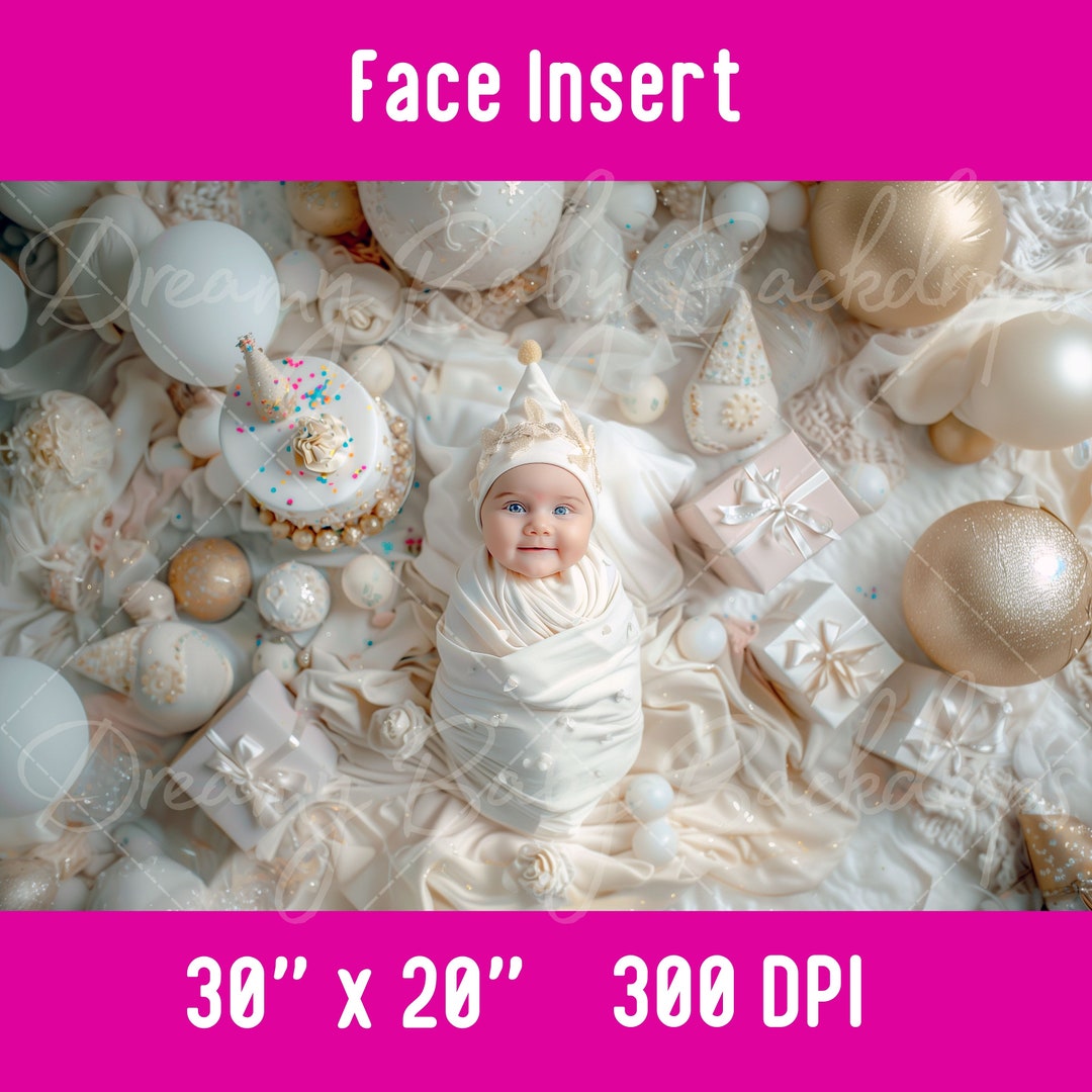 Newborn Face Insert Digital Backdrop: Baby Cake Smash Photo Overlay ...