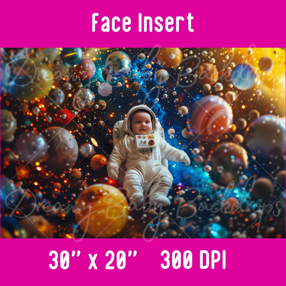 Newborn Astronaut Digital Backdrop: Face Insert, Photoshop Overlay ...