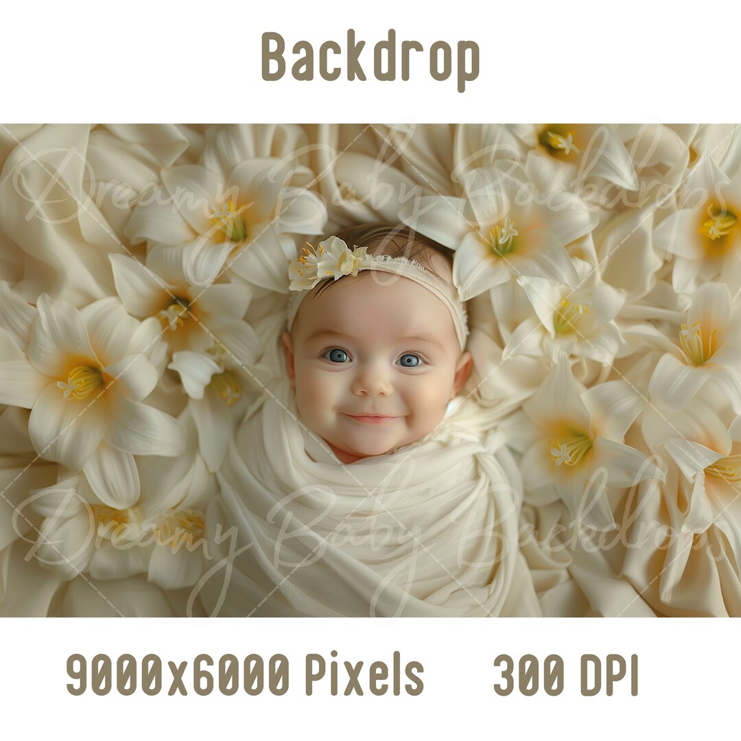 Newborn Digital Backdrop, Newborn Baby White Lily Photography ...