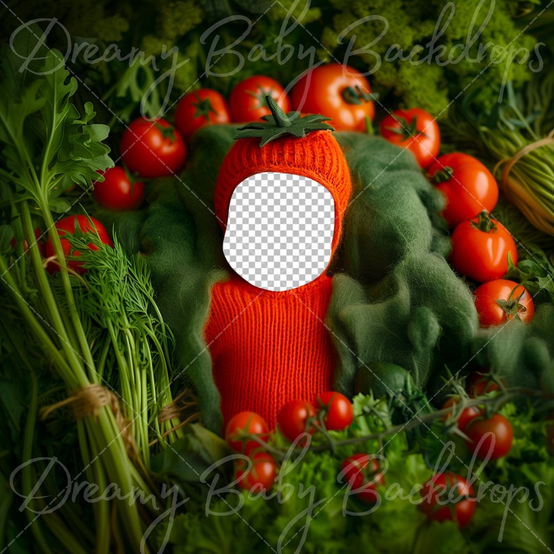Newborn Digital Backdrop Face Insert, Newborn Baby Tomato Faceswap ...