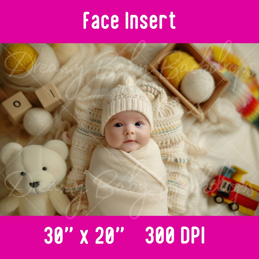 Newborn Digital Backdrop Face Insert, Newborn Baby Infant Faceswap ...