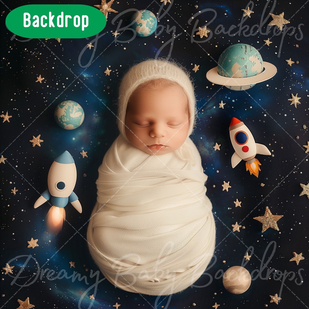 Newborn Digital Backdrop, Newborn Baby Space Theme, Space Theme ...