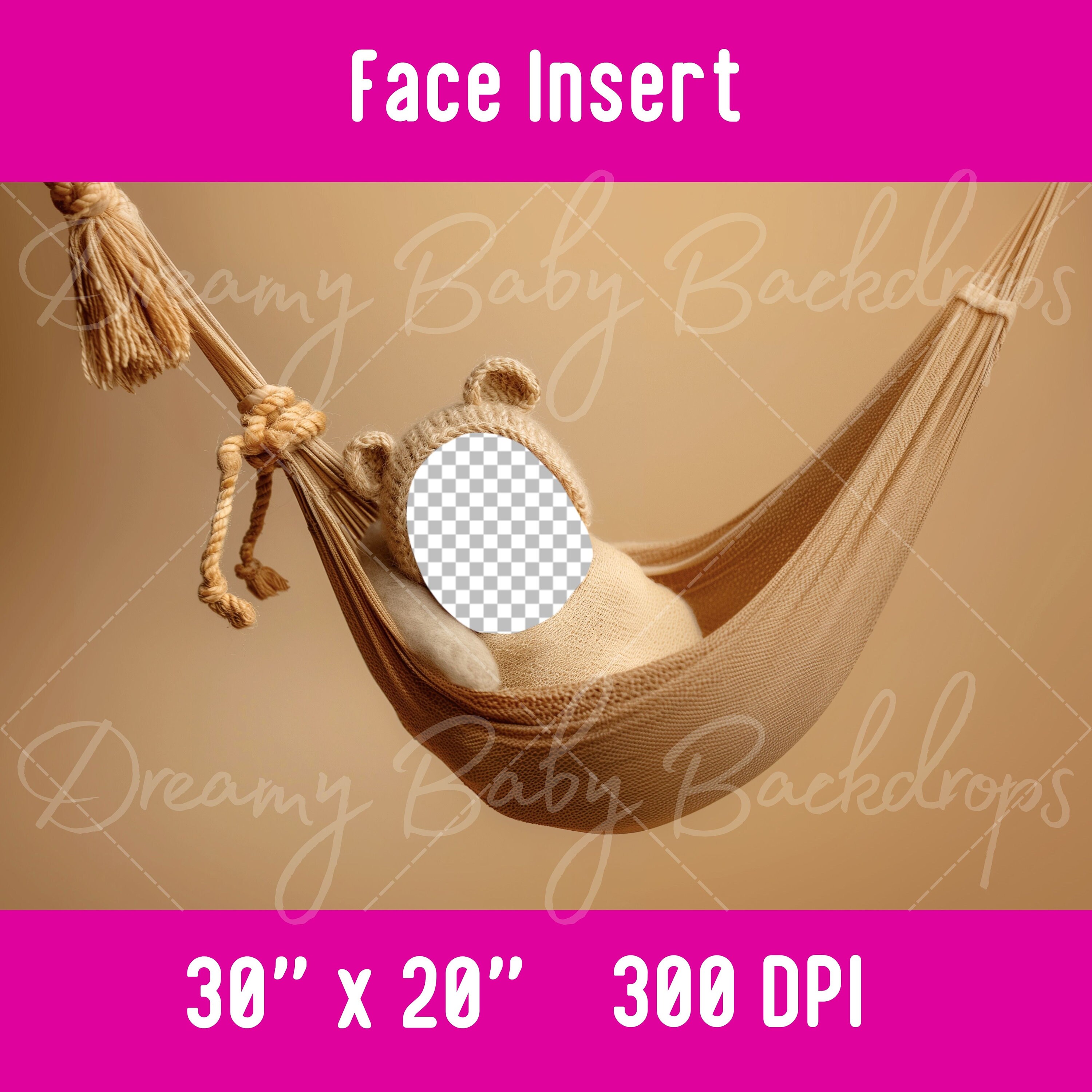 Newborn Digital Backdrop Face Insert, Newborn Baby Bear Cub Faceswap ...