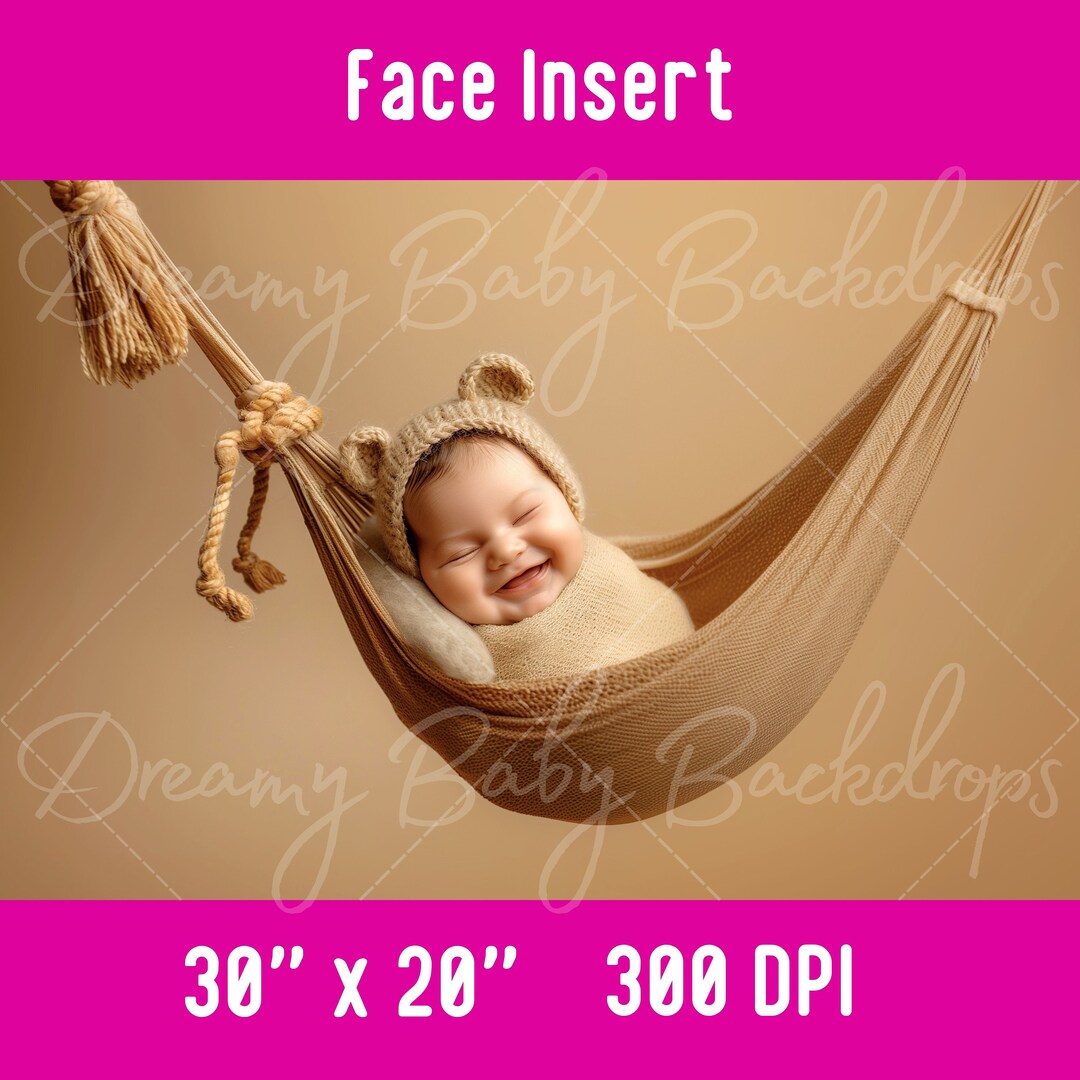 Newborn Digital Backdrop Face Insert, Newborn Baby Bear Cub Faceswap ...