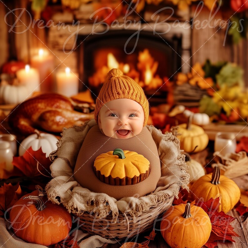 Newborn Digital Backdrop Face Insert, Baby Thanksgiving Faceswap ...
