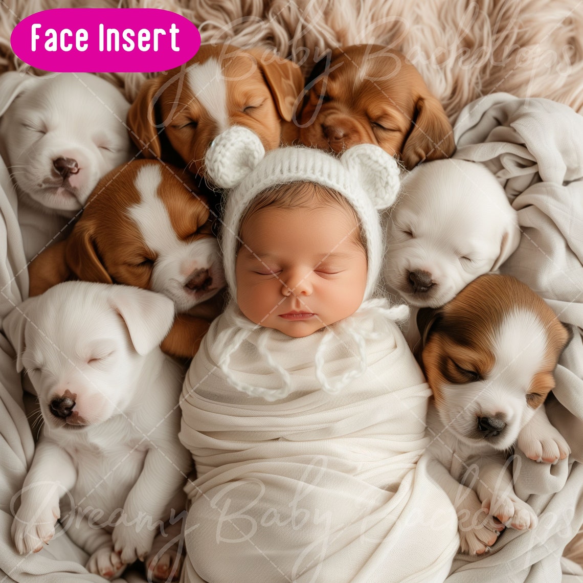 Newborn Digital Backdrop Face Insert, Newborn Baby Infant Faceswap ...