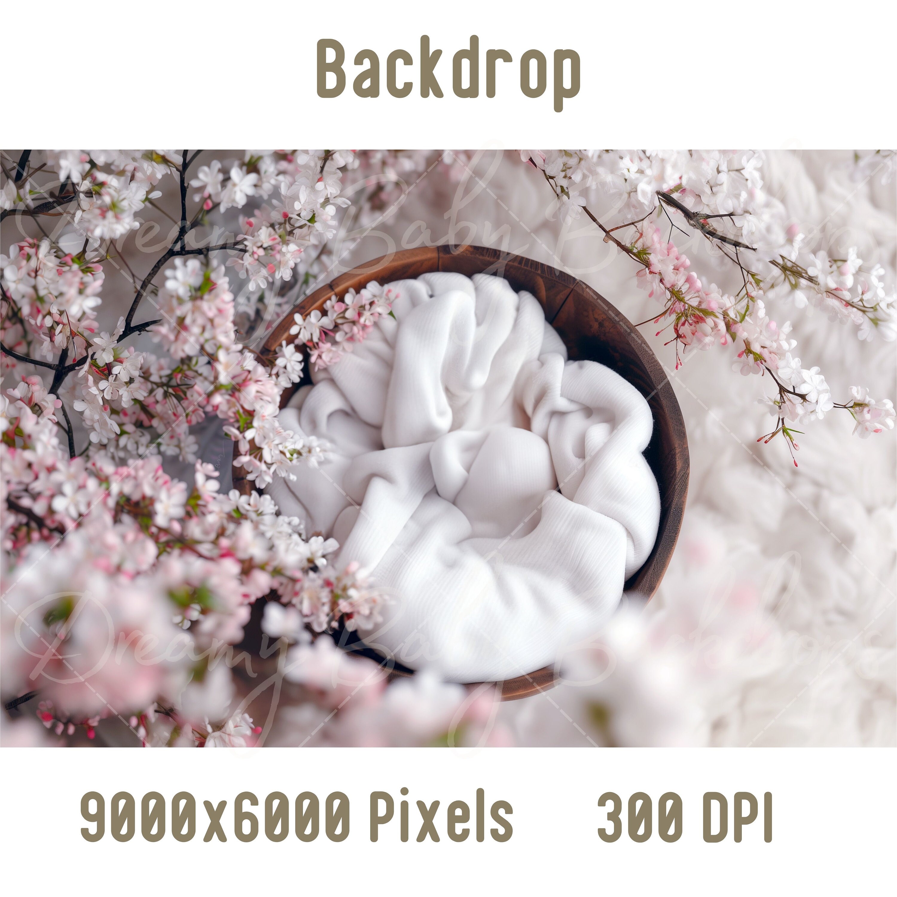 Newborn Digital Backdrop, Newborn Baby Flower Bucket Photography ...
