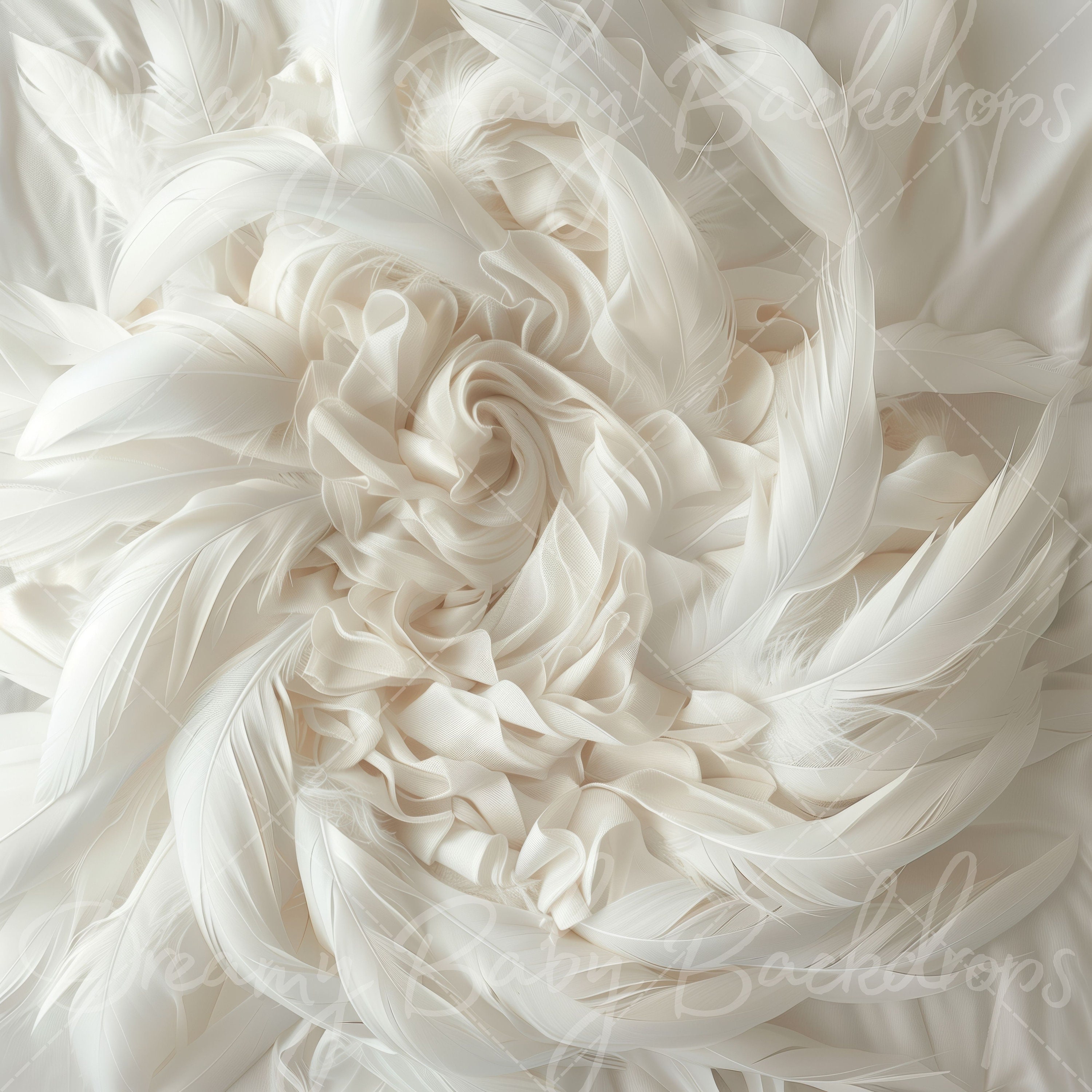 Newborn Digital Backdrop, Newborn Baby White Feather, Bird's Nest ...