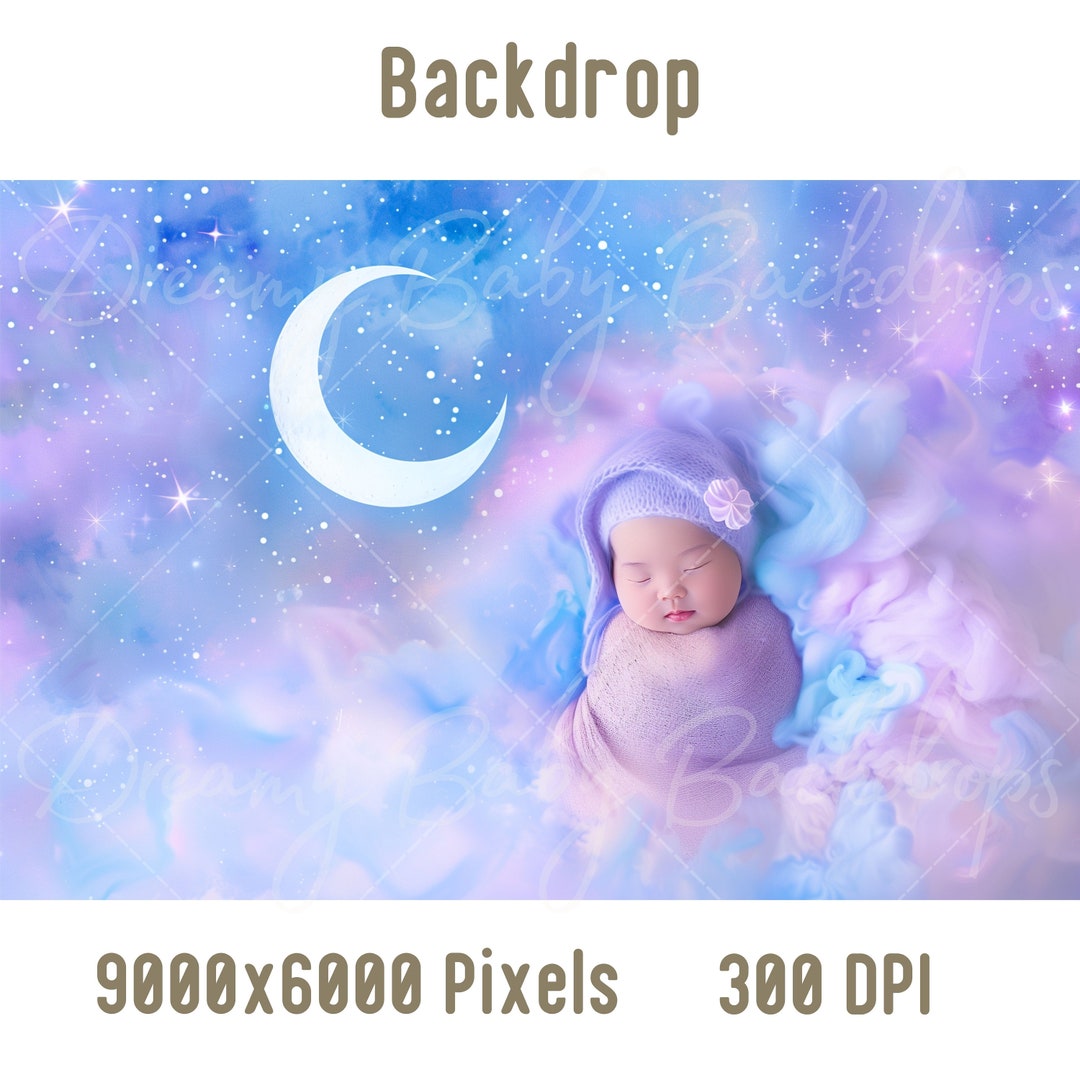 Newborn Digital Backdrop, Newborn Baby Moon Stars Photography ...