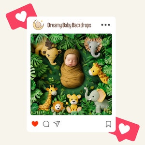 Newborn Digital Backdrop, Newborn Baby Jungle Forest, Cute Animal ...