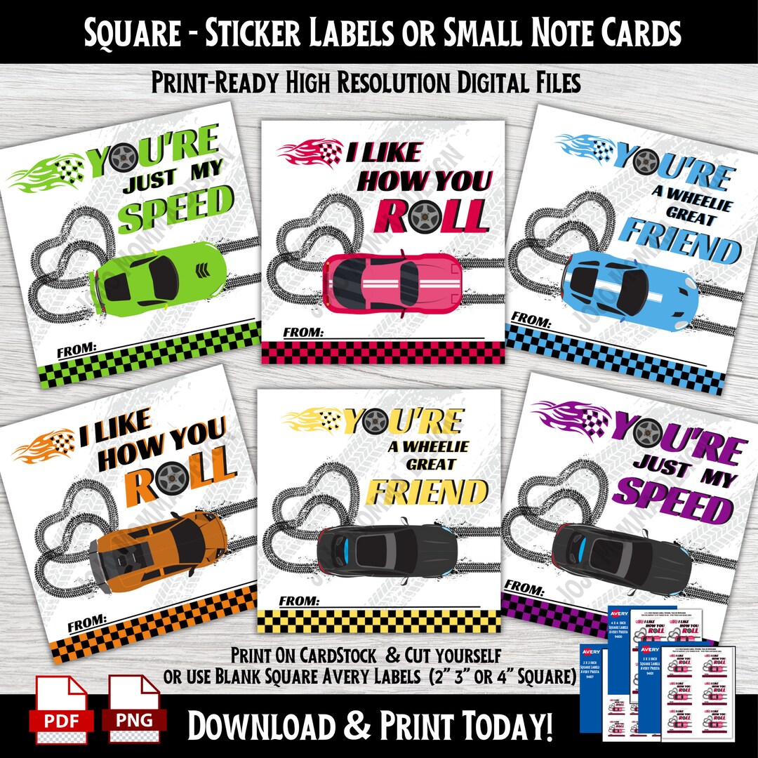Printable Valentines for Boys, Stickers, Tags, Hot Wheel Race Car ...