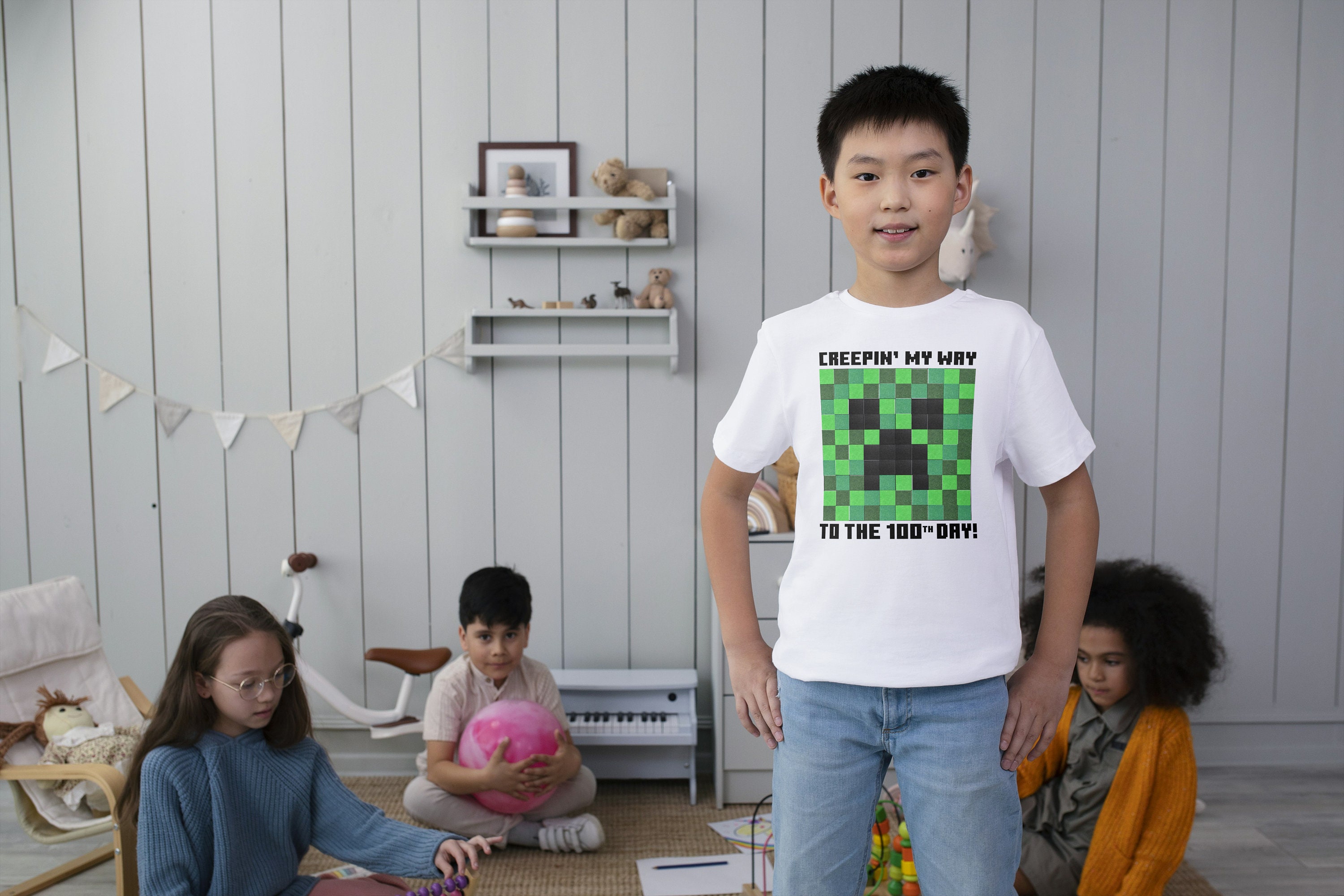 Printable DIY Minecraft Creeper Face Outline, 100 Days of School Shirt ...