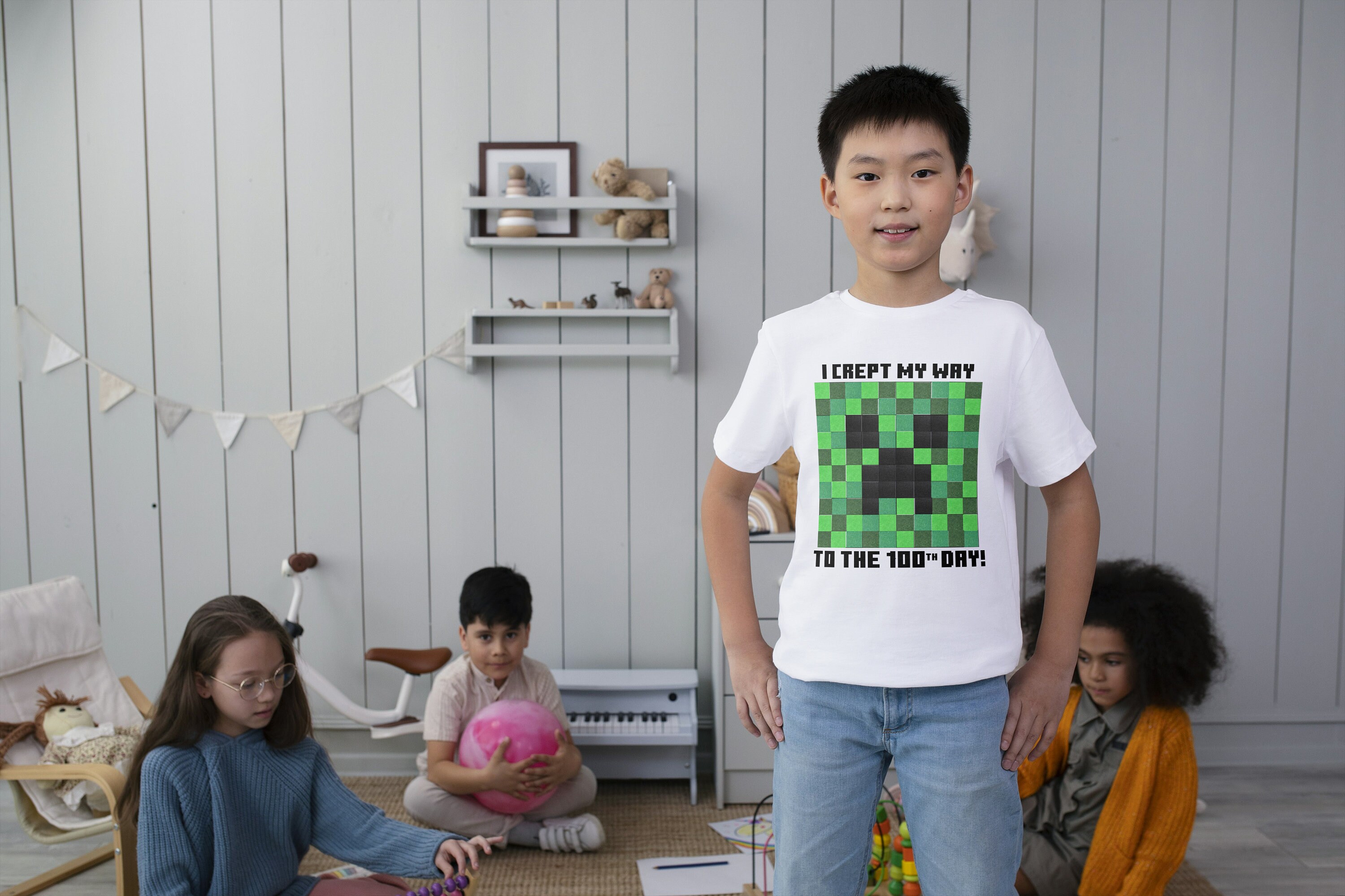 Printable DIY Minecraft Creeper Face Outline, 100 Days of School Shirt ...