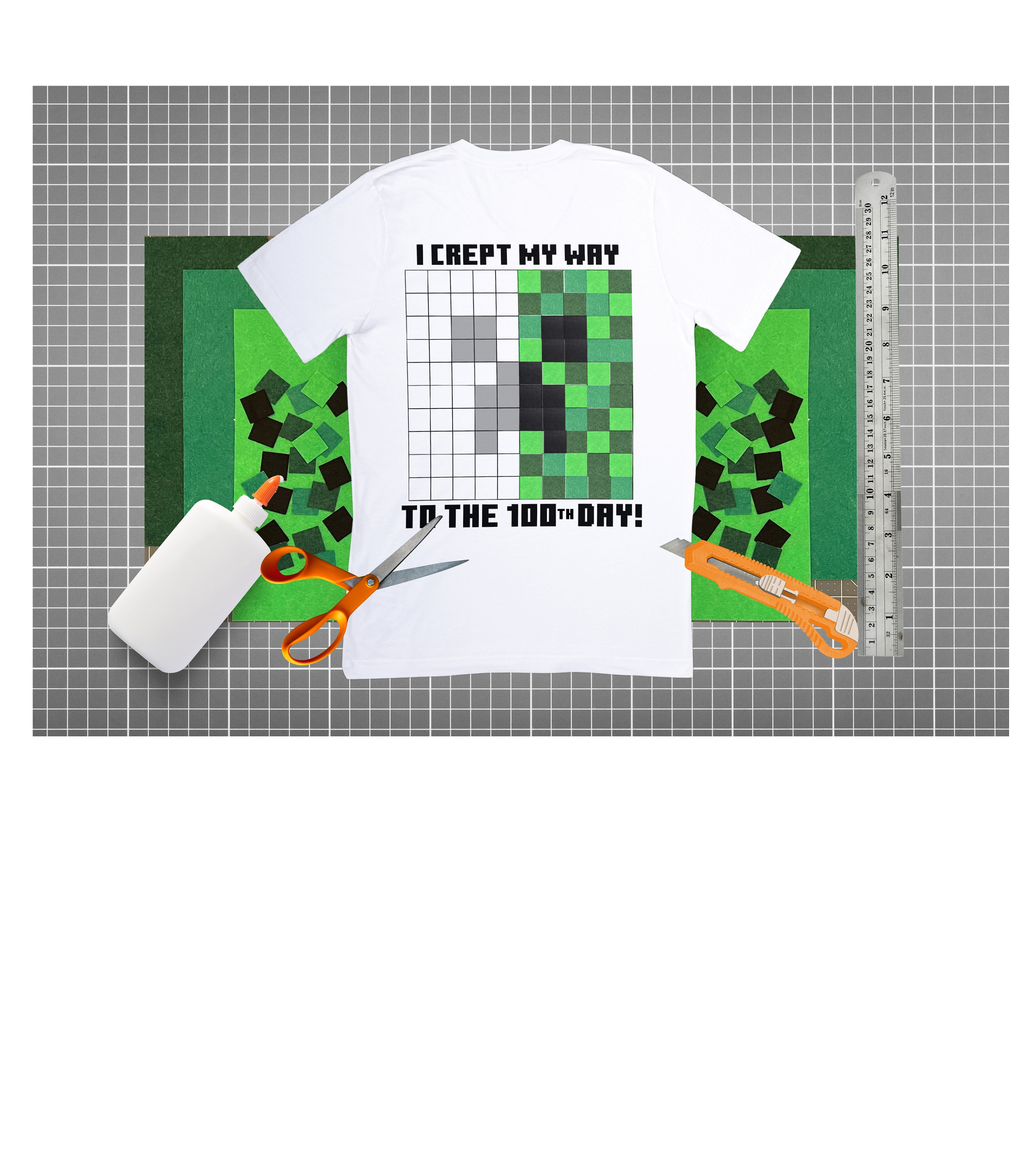 Printable DIY Minecraft Creeper Face Outline, 100 Days of School Shirt ...