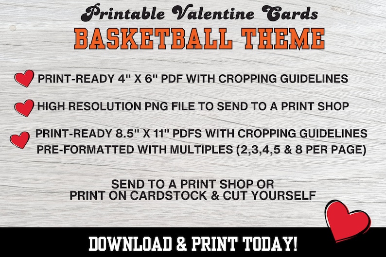 Printable Valentine Cards for Kids, Basketball Valentine Cards ...