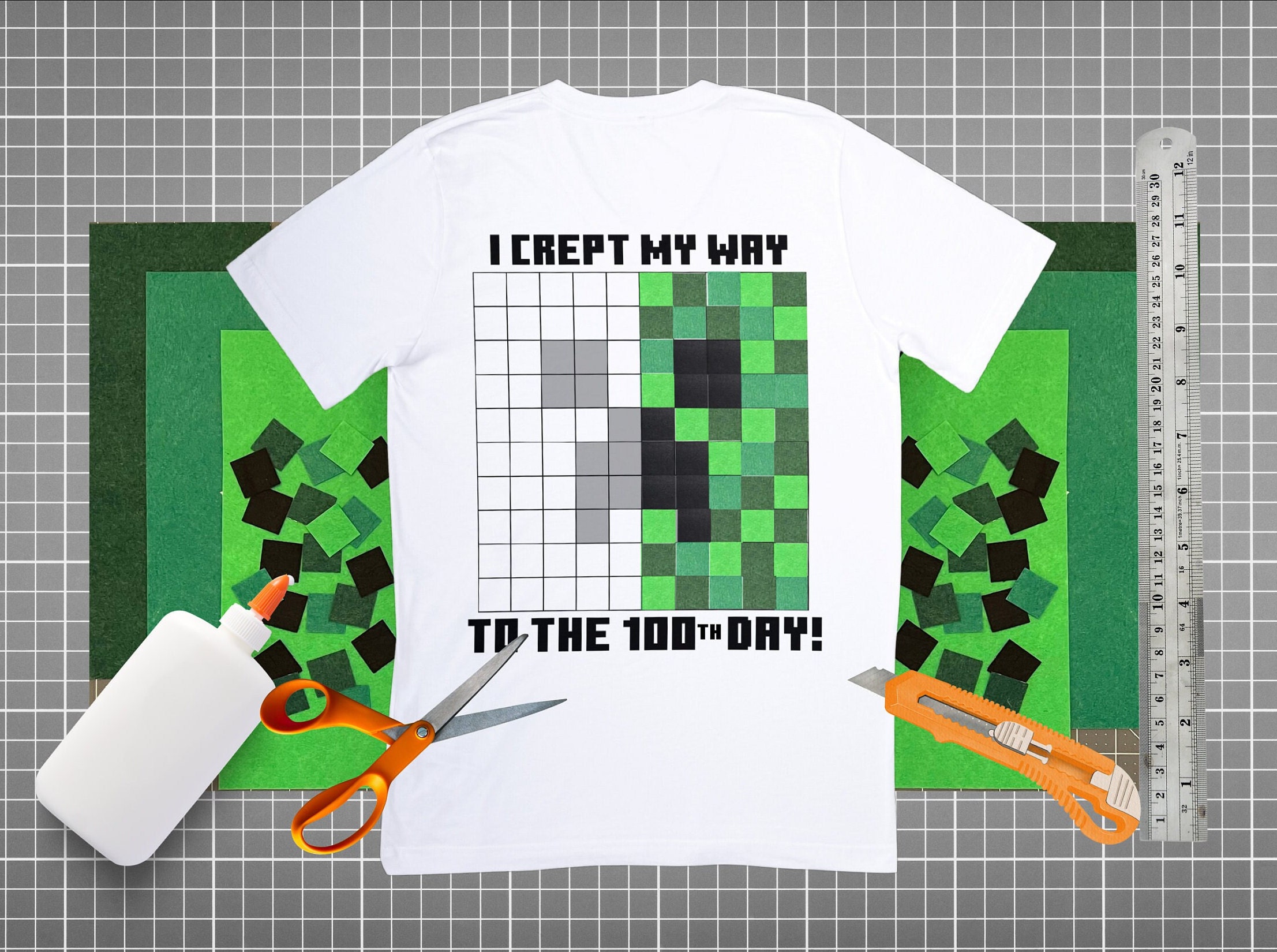 DIY 100 Days of School Minecraft Creeper Shirt, Crept My Way to the ...