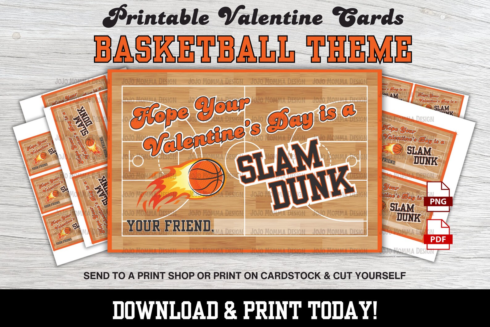 Printable Valentine Cards for Kids, Basketball Valentine Cards ...