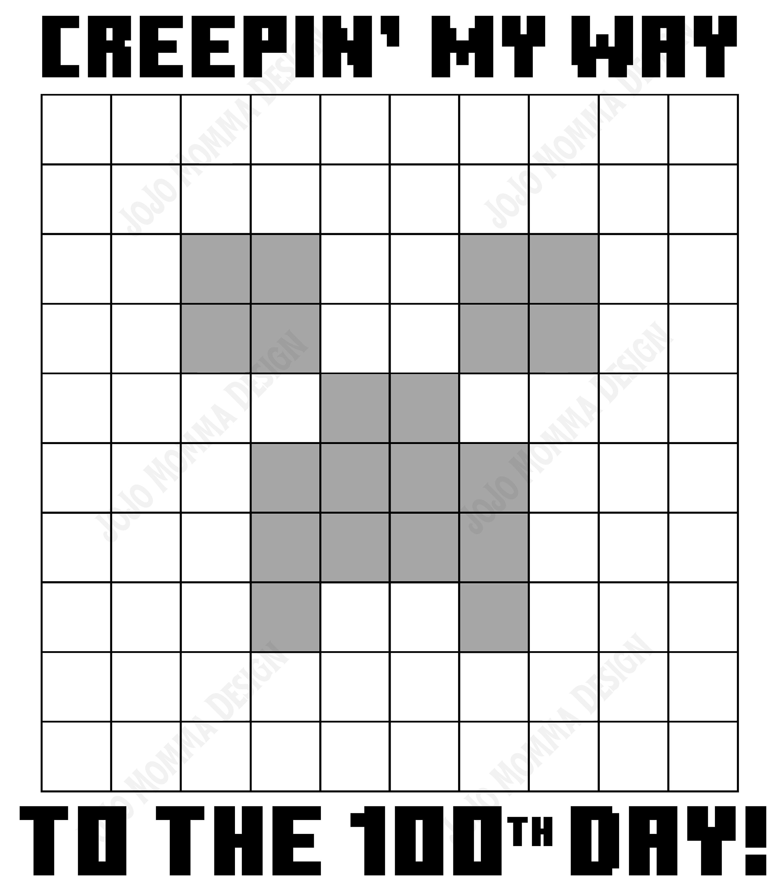 Printable DIY Minecraft Creeper Face Outline, 100 Days of School Shirt ...