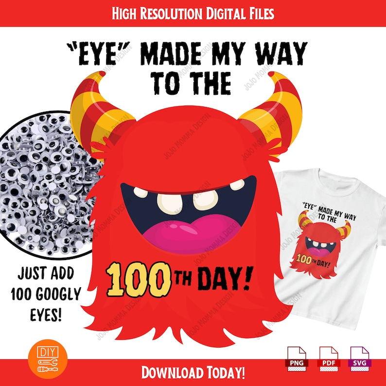 Printable 100 Days of School Shirt - Eye Made My Way - Silly Red ...